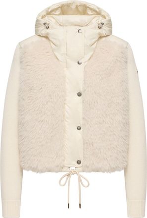 Moncler Moncler Cardigan Zipp&eacute; Matelass&eacute; En Laine Et Cachemire M&eacute;lang&eacute;s, Femme, Blanc, Taille: Xs