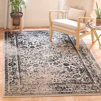 Safavieh Distressed Teppich für Wohnzimmer, Esszimmer, Schlafzimmer - Adirondack Collection, Kurzer Flor, Grau und Schwarz, 183 X 274 cm