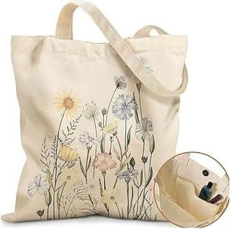 Generic Sac fourre-tout pour femme avec boucle magnétique et poche intérieure zippée, élégant et réutilisable en coton pour un usage quotidien, le travail, le