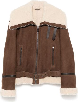 Dolce & Gabbana Jacke mit Shearling-Besatz - Braun