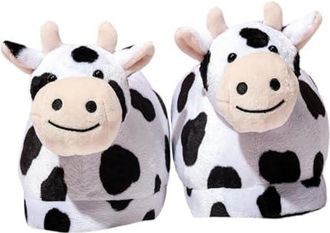 Yarnow Pantoufles Int&eacute;rieur Peluche Hiver Antid&eacute;rapantes Doublure Coton Respirante Confortables et Chaudes Noir et Blanc