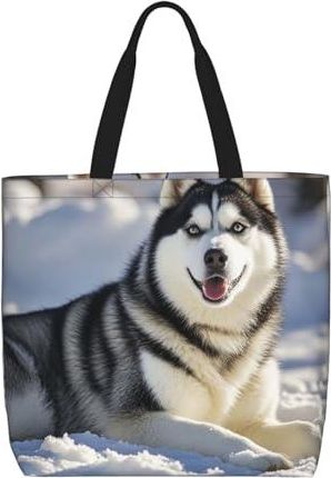 Generic Adorables Huskies Sac Fourre-Tout Imperm&eacute;able Tote Bag D&eacute;contract&eacute; Sac A Main Femme Pour Travail Gym Universit&eacute;