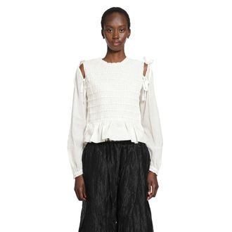 Renli Su Smocked Cotton Blouse