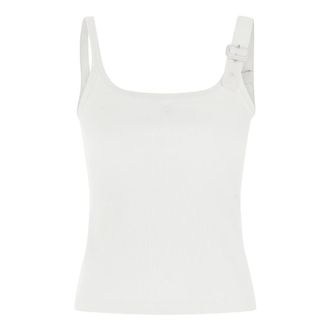 Courrèges Femme, Tops, Blanc, Taille: 38 FR Buckle 90s Rib Tank Top
