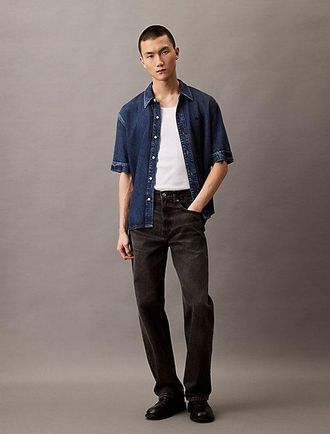 Calvin Klein Kurzärmliges Lyocell-denim-hemd - Dark Eclipse - Herren - XXL