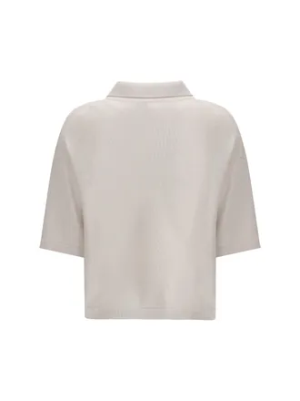 Allude Womens Short-Sleeve Polo Neck Sweater 4080 Kashmir-Capra Hircus Shirts Kashmir/capra T-shirts And Polos