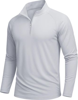 Magcomsen Sportshirt f&uuml;r Herren Fitness Outdoorshirt UPF 50+ Sonnenschutz Langarmshirt Sommer Longsleeve, Hellgrau, 3XL