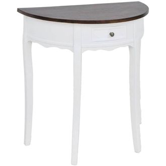 vidaXL Table console avec tiroir et dessus de table marron Demi-ronde
