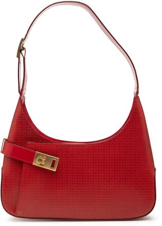 Ferragamo Hobo Bags - Gancini Embossed Leather Shoulder Bag - Gr. unisize - in Rot - f&uuml;r Damen