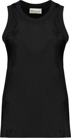 Ami Femme, Tops, Noir, Taille: 36 FR D&eacute;bardeur Effet Satin&eacute;