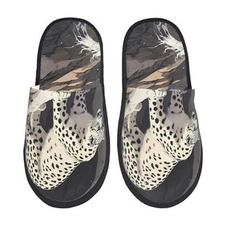 Generic Fourrure Pantoufles L&eacute;opard Des Neiges Gracieux Unisexe Accueil Pantoufles R&eacute;utilisables Chausson Hotel Pour Int&eacute;rieur Camping Homme L