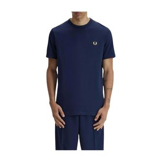 Fred Perry T-shirt Ringer avec bande sport - Homme - Tops - Bleu - Taille: XL