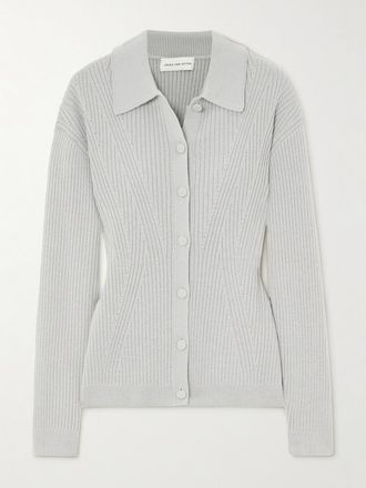Dries Van Noten Cardigan Aus Einer Wollmischung In Rippstrick - Grau