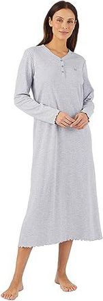 Damart Chemise de Nuit Maille Interlock côtelée Douce et Souple Femme Gris Chiné Taille 54-56 (XXL)