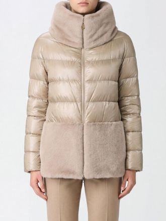 Herno Kurze Ultraleicht-Nylon-Daunenjacke mit Kunstpelzdetails