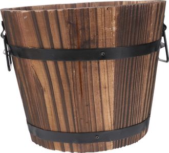 DOITOOL Kübel Fass Blumentopf Kunststoff Sukkulenten Pflanzkasten Rustikale Holzfässer Blumentopf Pflanzgefäß Box für 3 Verschiedene Größen