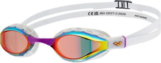 Arena Unisex Erwachsene Air Sonic Schwimmbrille f&uuml;r M&auml;nner und Frauen, Wettkampfschwimmer, kleine Passform, breite Spiegellinse, Gold/Wei&szlig;