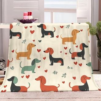 Generic Teckel Beige Adulte et Enfant Couverture Plaid Flanelle Beige Couverture de Jeté, Polaire Moelleuse Chaudes Légères Hiver&Automne Couvertures pour Voy