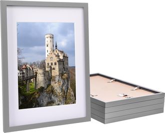 Nicola Spring 5X Grau A3 (12 x 17) Bilderrahmen mit Weiß A4 Montage - Glas Öffnung Heim Bild Wand Hängend Landschaft Porträt Anzeige