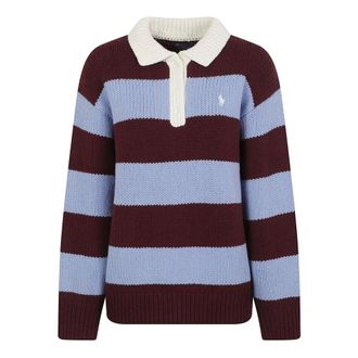 Ralph Lauren Gestreifter Pullover aus Wollmischung im Rugby-Stil - - Knitwear - Damen - Braun - S