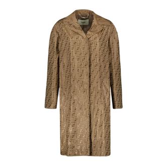 Fendi Jacquard Mantel mit FF-Print - - Coats - Damen - Beige - XS