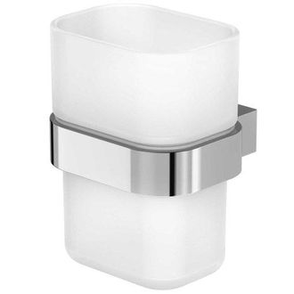 Lenz Aura Glashalter in Chrom, Zahnb&uuml;rstenhalter, sichere Montage mit Bohrschablone - 3407602