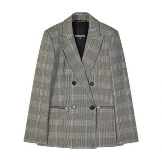 Patrizia Pepe Strukturierter Karoblazer aus Viskosemischung - - Jackets - Damen - Braun - S