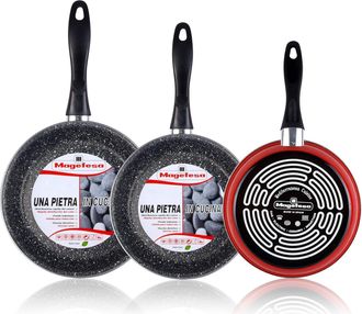 Magefesa K2 Pfannen-Set, 3-teilig, 18/20 / 24 cm, Induktion, Antihaftbeschichtung, Stein frei von PFOA
