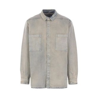Rick Owens Homme, Vestes, Bleu, Taille: M Bleu Coton Boutonnière Vêtements dextérieur