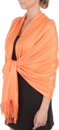 Sakkas Large Weiche seidige Pashmina Schal Wrap Schal Stola in Uni-Farben - Pfirsich