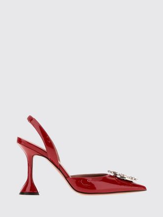 Amina Muaddi Escarpins slingback Begum en satin avec boucle bijou et talon &eacute;vas&eacute;