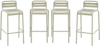Sweeek Lot de 4 chaises hautes de jardin acier. 4 places. beige. L 44 x P 41 x H 85cm