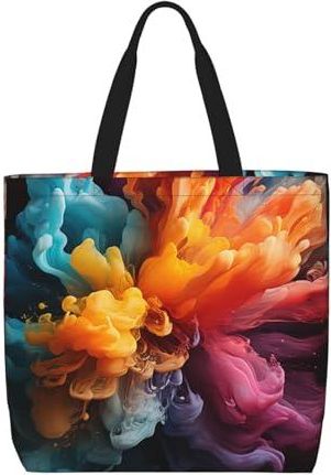 Generic M&eacute;lange De Couleurs Audacieuses Sac Fourre Tout R&eacute;utilisable Sacs D&eacute;contract&eacute; Sac Cabas Pour Travail Gym Plage