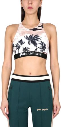 Palm Angels Femme, Sport, Multicolore, Taille: 36 FR Palm Tree Print Sports Bra