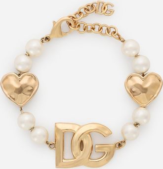 Dolce & Gabbana Armband Mit Herzen Und Dg-logo - Frau Bijoux Gold Metall Onesize