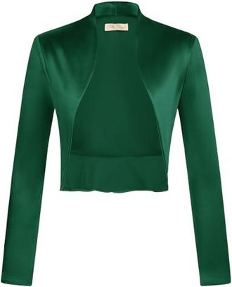 Belle Poque Bolero BP0573A22 Cardigan à manches longues ouvert sur le devant pour femme, dark green8, XL