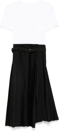 sacai Kleid mit Faltendetail - Wei&szlig;