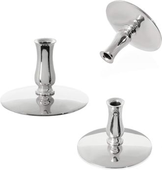 NKlaus 3X Kerzenhalter Messing vernickelt Kerzenständer Dünne Altarkerzen Ritualkerzen Bienenwachskerzen bis Ø6,7mm Leuchter Hochzeit 6733