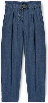 Motivi Femme, Jeans, Bleu, Taille: 34 FR Jean carotte avec ceinture tress&eacute;e