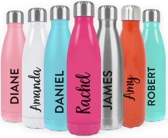 Gift Base Personalisierte Benutzerdefiniert Initialen Name Doppelwand Wasserflasche Isoliert Edelstahl Sports Getränke 500ml Auswahl von Farben