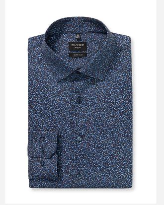 Olymp No. Six, Super Slim Fit, Baumwollhemd mit Blattprint in