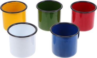 PartyKindom Vintage Emaillebecher 5 St&uuml;ck Bunte Metallbecher Mit Komfortablem Griff F&uuml;r Kaffee Tee Und Saft Bei Outdoor Aktivit&auml;ten Und B&uuml;ro