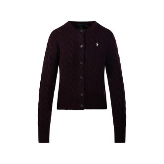 Ralph Lauren Cable-knit Embroidered-logo Cardigan