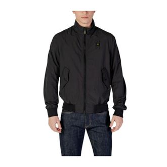 Blauer Homme, Vestes, Noir, Taille: M Bomber L&eacute;ger en Coton Noir