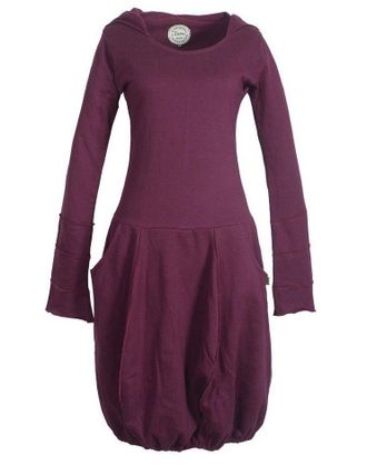 vishes Midikleid Warmes Langarm Kleid ballonf&ouml;rmig mit Zipfelkapuze Ethno, Hippie, Boho, Goa Style