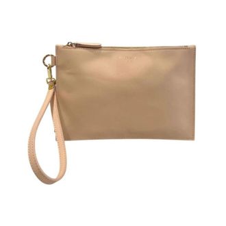 Twinset Leder Clutch Bag mit Handschlaufe - - Bags - Damen - Beige - ONE SIZE
