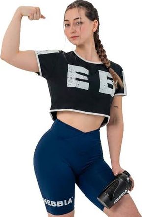 NEBBIA Oversized Crop Game On 610 Sports Top S, Noir, S