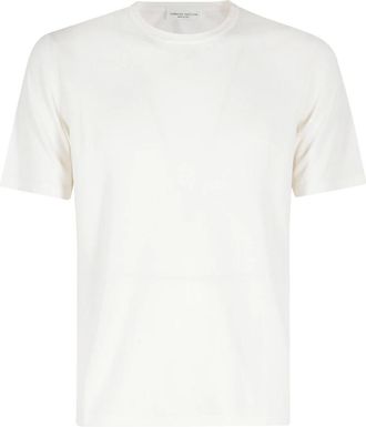 Roberto Collina Homme, Tops, Blanc, Taille: L Girocollo MC Fondo in Tubolare