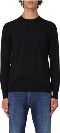 Paolo Pecora Homme, Pulls, Noir, Taille: M Pull Ras du Cou en Laine Mérinos