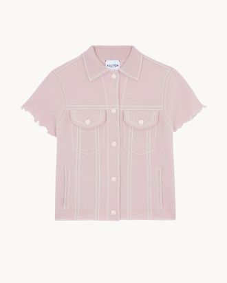 Kujten Veste cachemire courte jacquard denim, 4 fils - Veste Jessinda